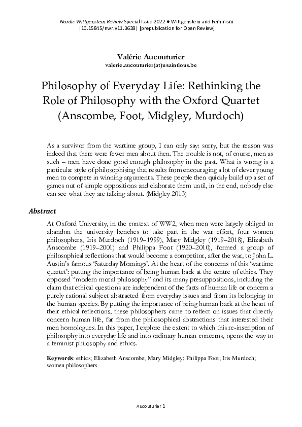 (PDF) Philosophy of everyday life