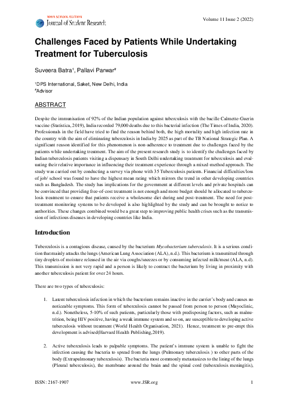 (PDF) Challenges Faced by Patients while Undertaking Treatment for ...