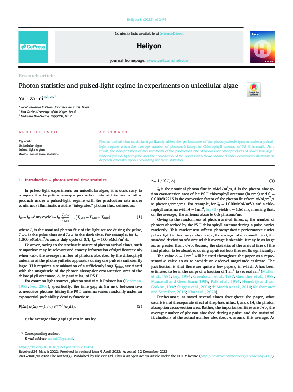 (PDF) Photon statistics and pulsed-light regime in experiments on ...
