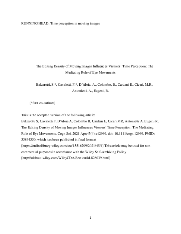 (PDF) Influence of Editing Density on Time Perception and Eye Movements