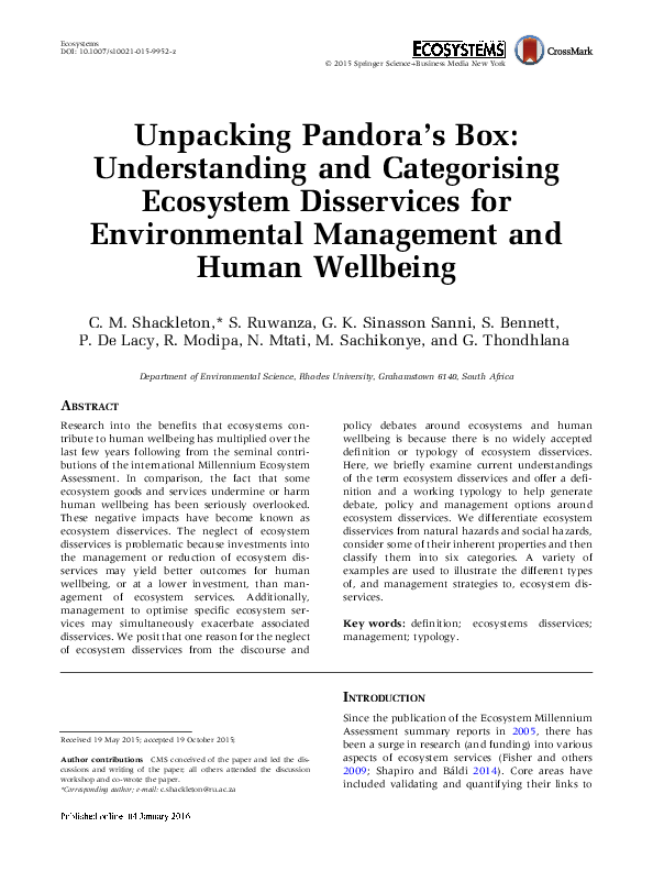 (PDF) Unpacking Pandora’s Box: Understanding and Categorising Ecosystem ...