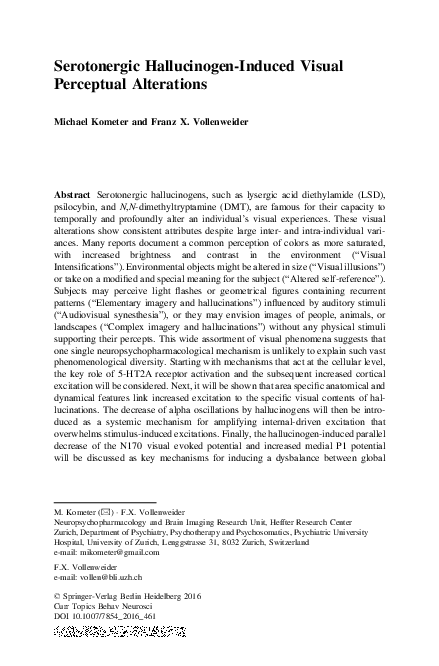 (PDF) Serotonergic Hallucinogen-Induced Visual Perceptual Alterations