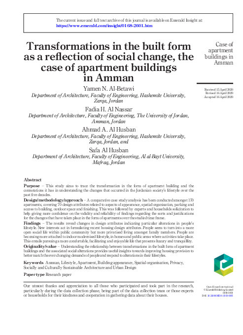 (PDF) Transformations in the built form as a reflection of social ...