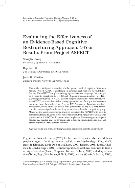 (PDF) Evaluating the Effectiveness of an Evidence-Based Cognitive ...
