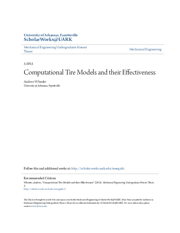(PDF) Computational Tire Models and their Effectiveness