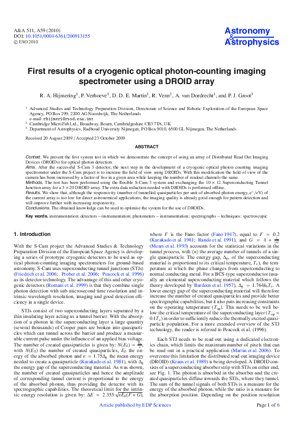 (PDF) Cryogenic Photon-Counting with DROID Array