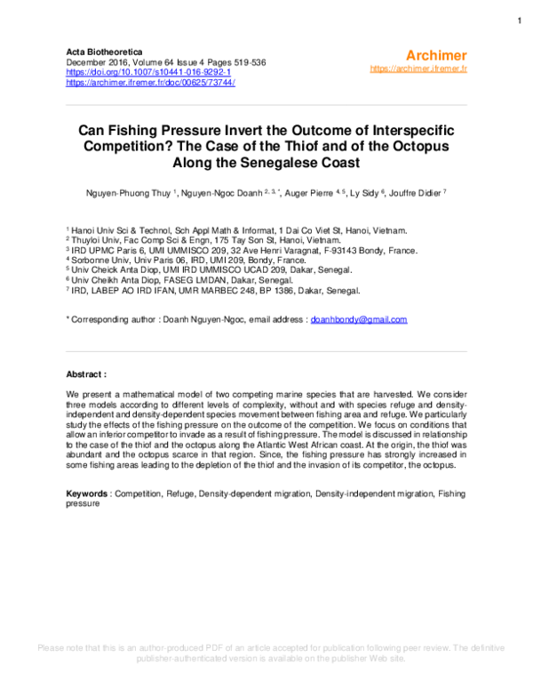(PDF) Can Fishing Pressure Invert the Outcome of Interspecific ...