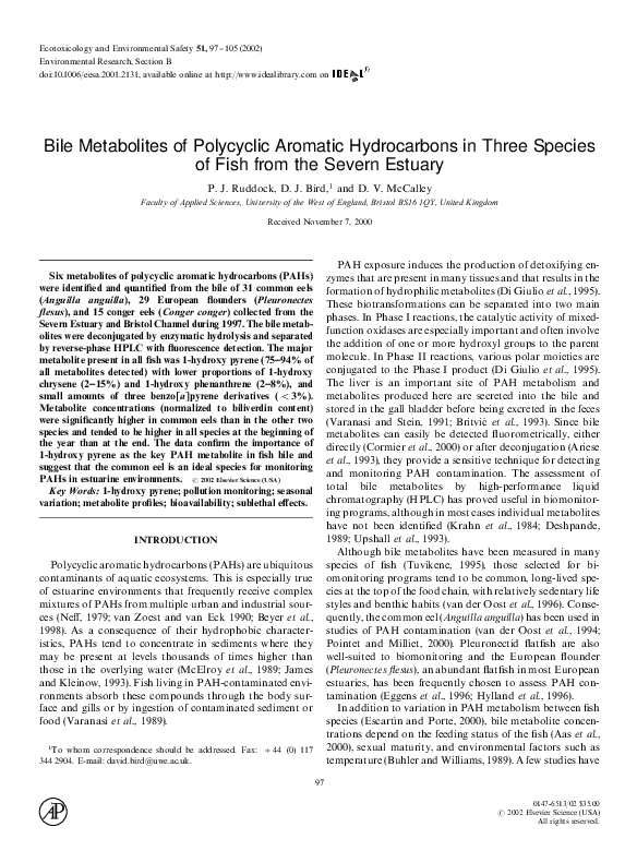 (PDF) Bile Metabolites of Polycyclic Aromatic Hydrocarbons in Three ...