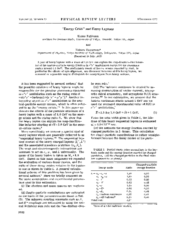 (PDF) Energy Crisis" and Heavy Leptons
