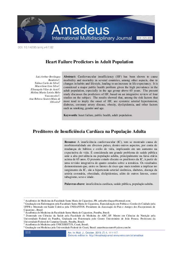(PDF) Heart Failure Predictors in Adult Population