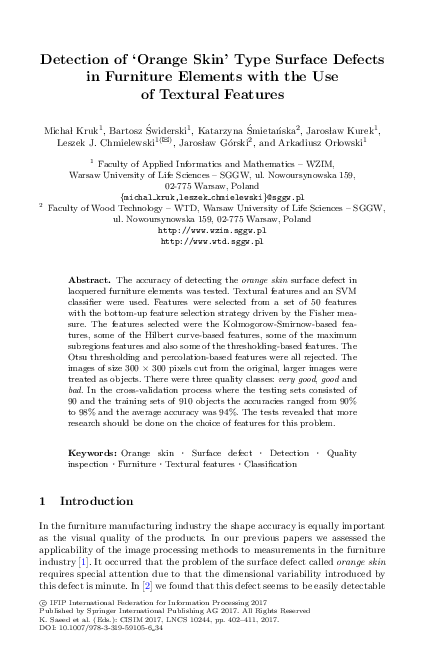 (PDF) Detection of ‘Orange Skin’ Type Surface Defects in Furniture Elements with the Use of ...