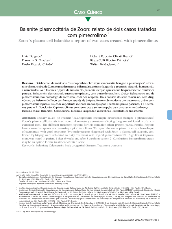 (PDF) Balanite plasmocitária de Zoon: relato de dois casos tratados com ...
