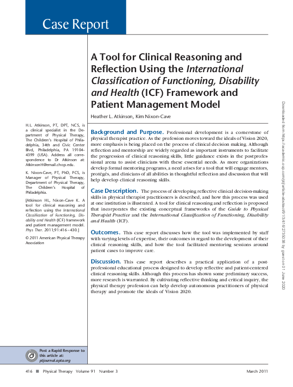 (PDF) A Tool for Clinical Reasoning and Reflection Using the ...