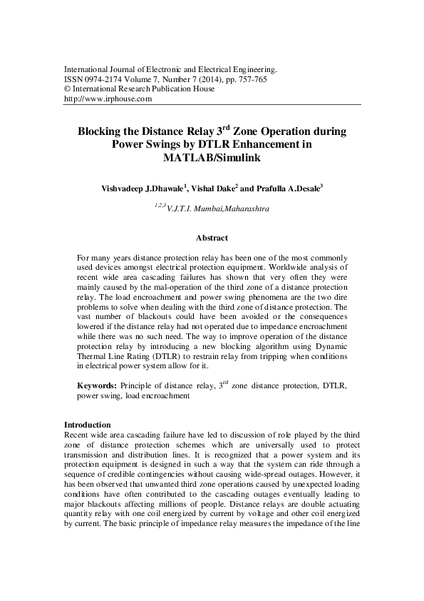 (PDF) Blocking the Distance Relay 3 Zone Operation during Power Swings ...