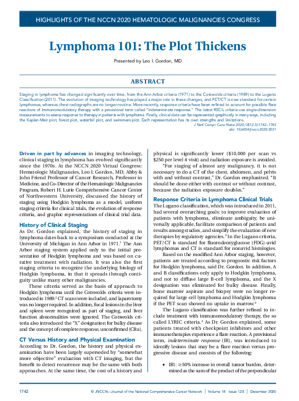 (PDF) Lymphoma 101: The Plot Thickens