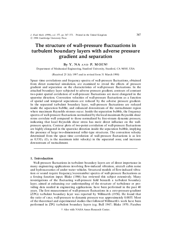 (PDF) The structure of wall-pressure fluctuations in turbulent boundary ...