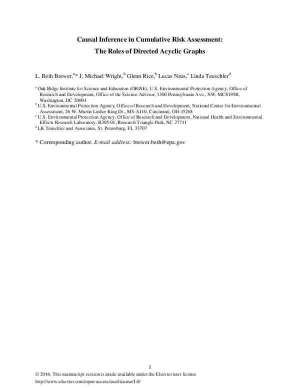 (PDF) Causal inference in cumulative risk assessment: The roles of ...