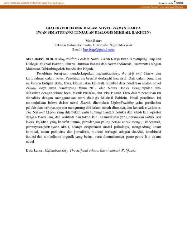 (PDF) Dialog Polifonik dalam Novel Ziarah Karya Iwan Simatupang ...