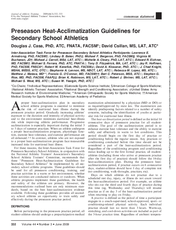 (PDF) Preseason Heat-Acclimatization Guidelines for Secondary School ...