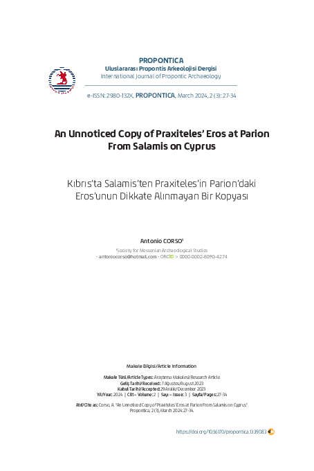 (PDF) An Unnoticed Copy of Praxiteles' Eros at Parion From Salamis on Cyprus Kıbrıs'ta Salamis ...
