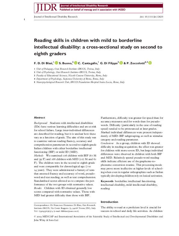 (PDF) Reading skills in children with mild to borderline intellectual ...
