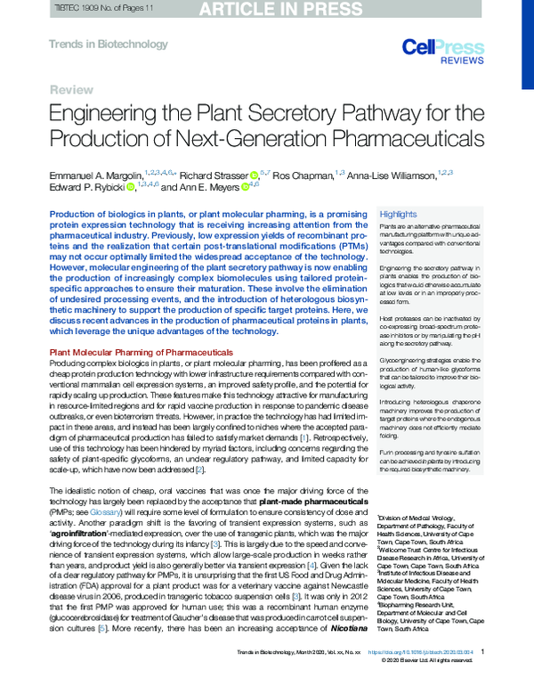 (PDF) Engineering the Plant Secretory Pathway for the Production of ...