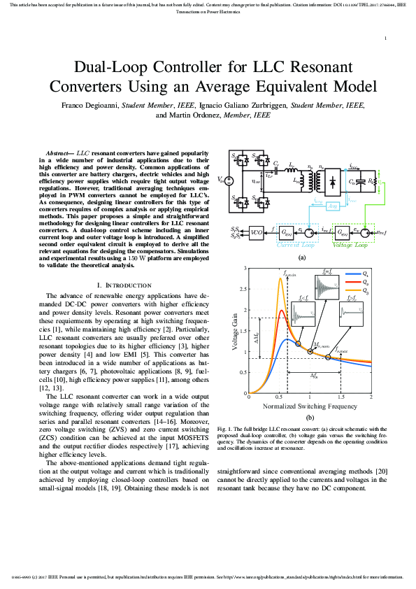 (PDF) Dual-loop controller for LLC resonant converters using an average equivalent circuit