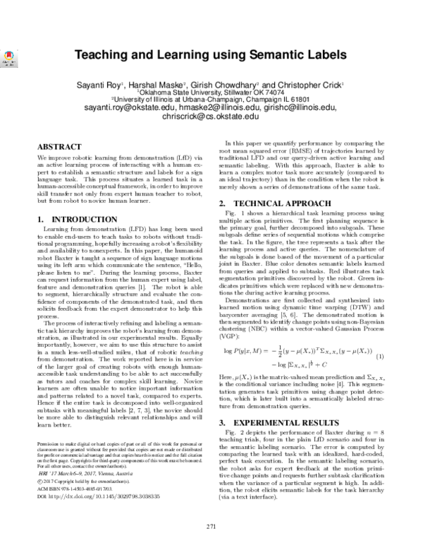 (PDF) Teaching and Learning using Semantic Labels