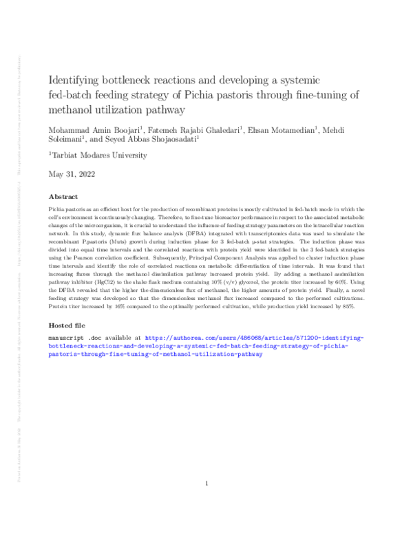 (PDF) Optimizing Pichia pastoris Fed-Batch Strategies (PDF) Optimizing Pichia pastoris Fed-Batch Strategies
