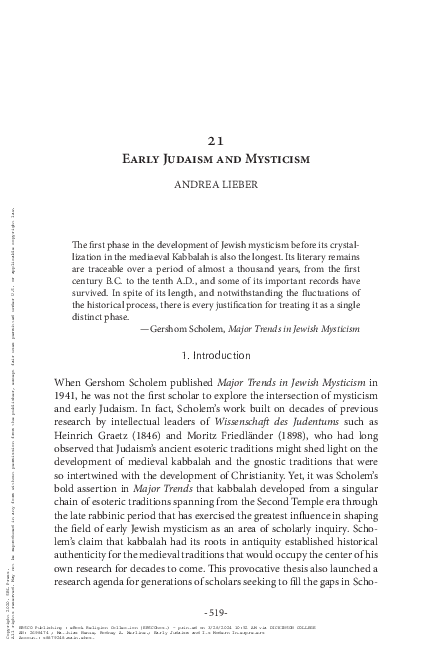 (PDF) Early Judaism and Mysticism