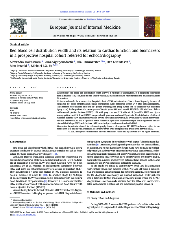 (PDF) Red blood cell distribution width and its relation to cardiac ...