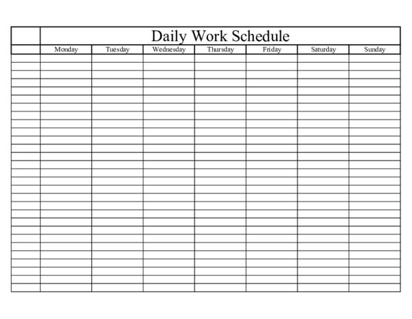 (PDF) Printable Daily Work Schedule