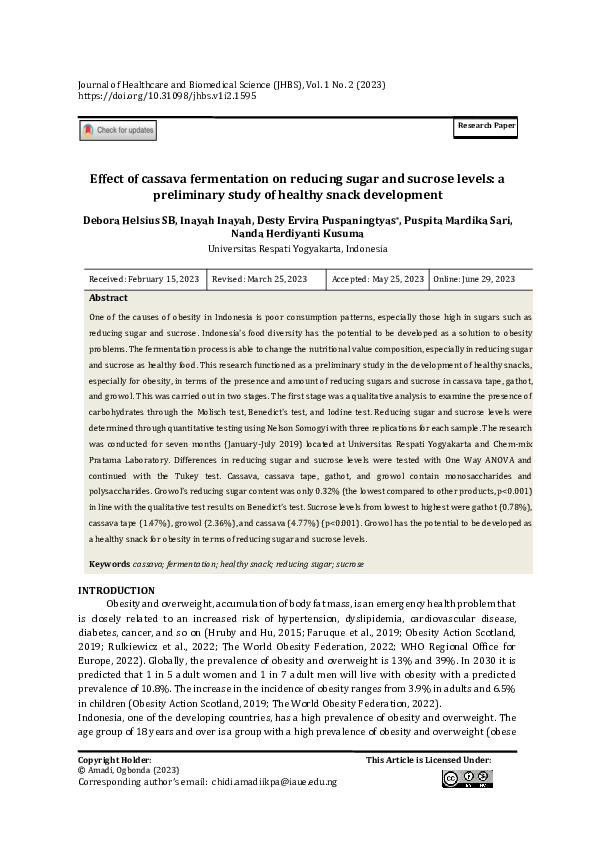 (PDF) Effect of cassava fermentation on reducing sugar and sucrose ...