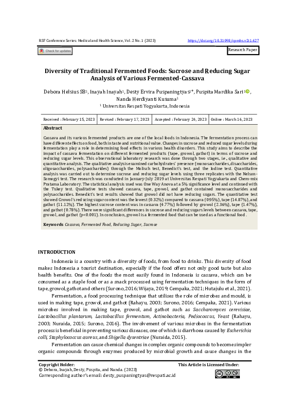 (PDF) Diversity of Traditional Fermented Foods: Sucrose and Reducing ...