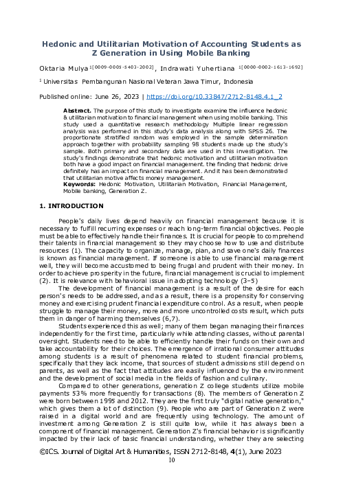 (PDF) Hedonic and Utilitarian Motivation of Accounting Students as Z ...