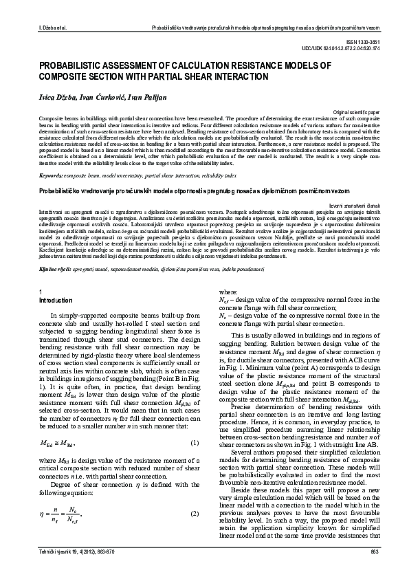 (PDF) Probabilistic Assessment of Calculation Resistance Models of Composite Section with ...