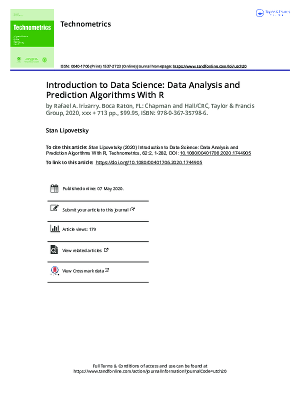 (PDF) Introduction to Data Science: Data Analysis and Algorithms with R, By RafaelIrrizarryBoca ...