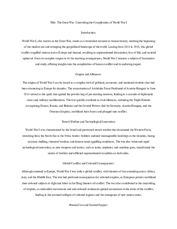 (PDF) World War 1