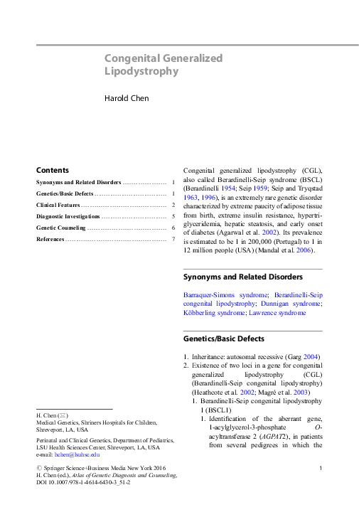 (PDF) Congenital Generalized Lipodystrophy