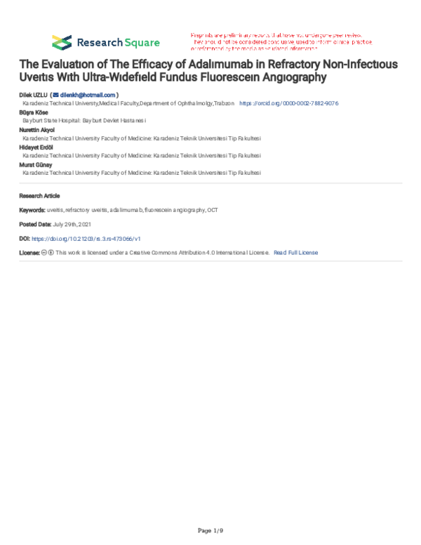 (PDF) The evaluation of the efficacy of adalimumab in refractory non ...