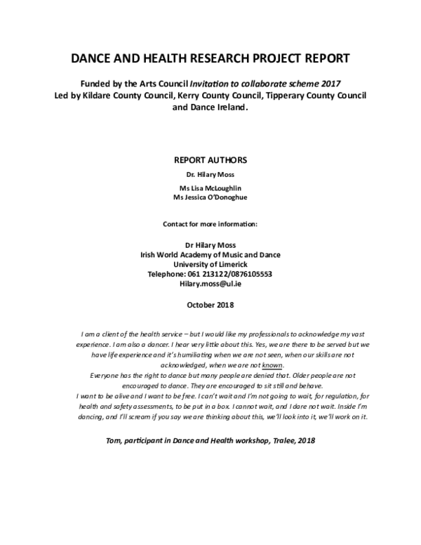 (PDF) Dance and health research project report