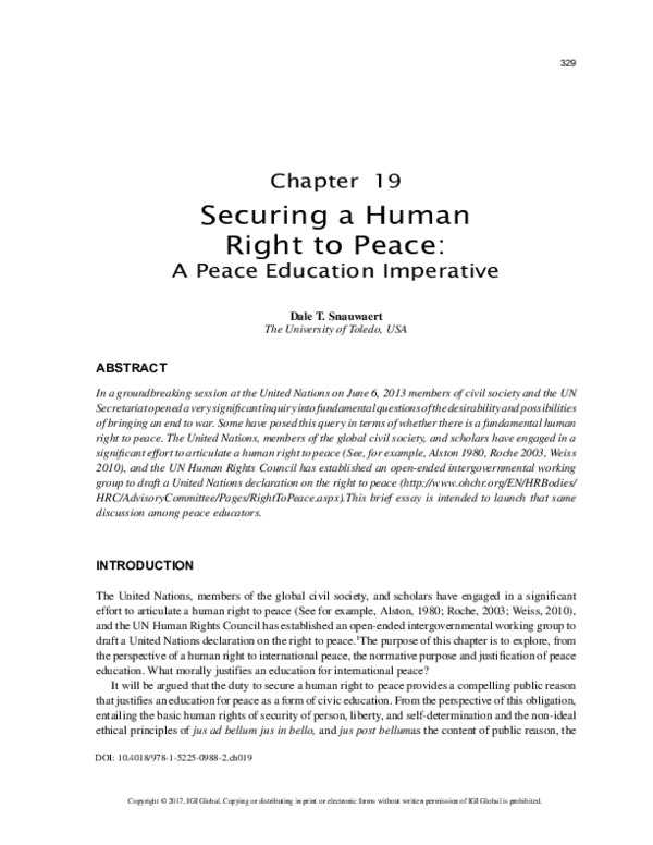 (PDF) Securing a Human Right to Peace