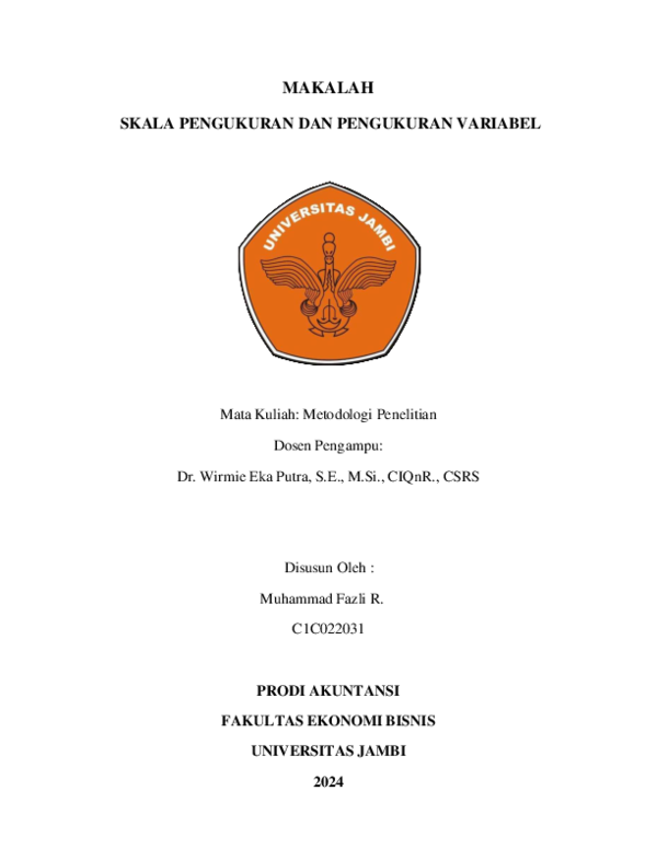 (PDF) Makalah Skala Pengukuran dan Pengukuran Variabel