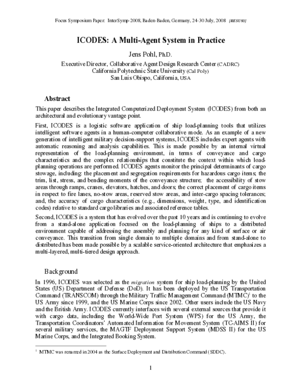 (PDF) ICODES: A Multi-Agent System in Practice