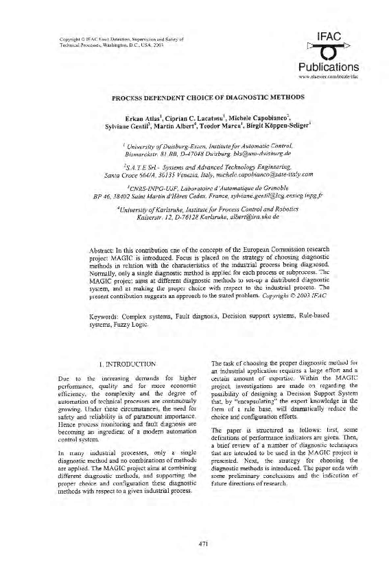(PDF) Process Dependent Choice of Diagnostic Methods | Teodor Marcu ...