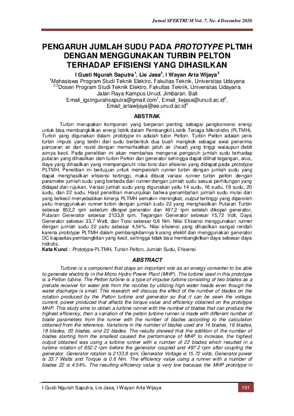 (PDF) Pengaruh Jumlah Sudu Pada Prototype PLTMH Dengan Menggunakan ...