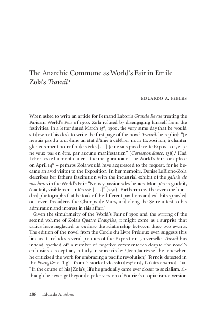 (PDF) The Anarchic Commune as World's Fair in Émile Zola's Travail ...