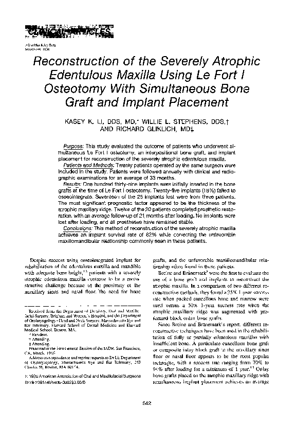 (PDF) Reconstruction of the severely atrophic edentulous mandible with ...