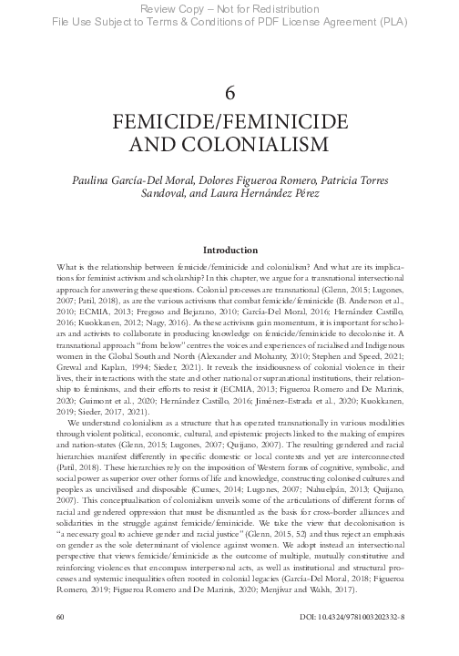 (PDF) Femicide/Feminicide and Colonialism