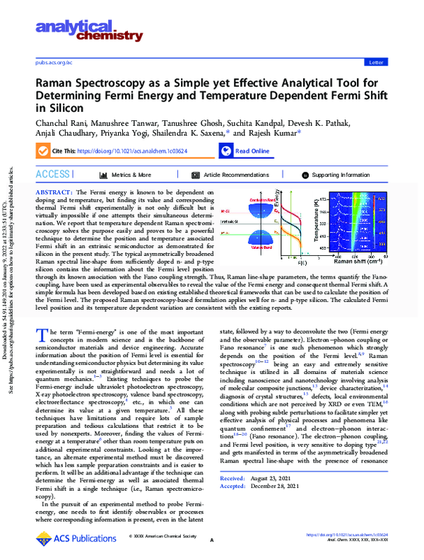 (PDF) Raman Spectroscopy as a Simple yet Effective Analytical Tool for Determining Fermi Energy ...